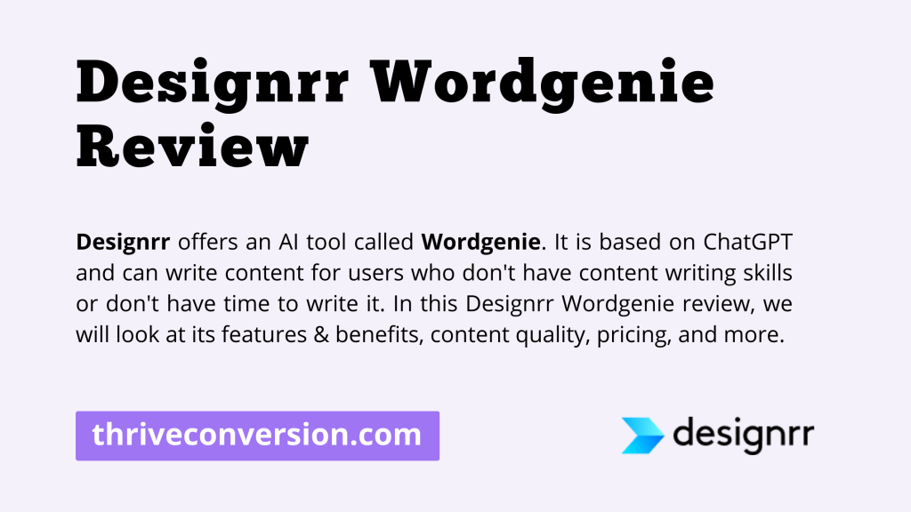 Designrr Wordgenie Review 2024: Features, Content Quality & more ...